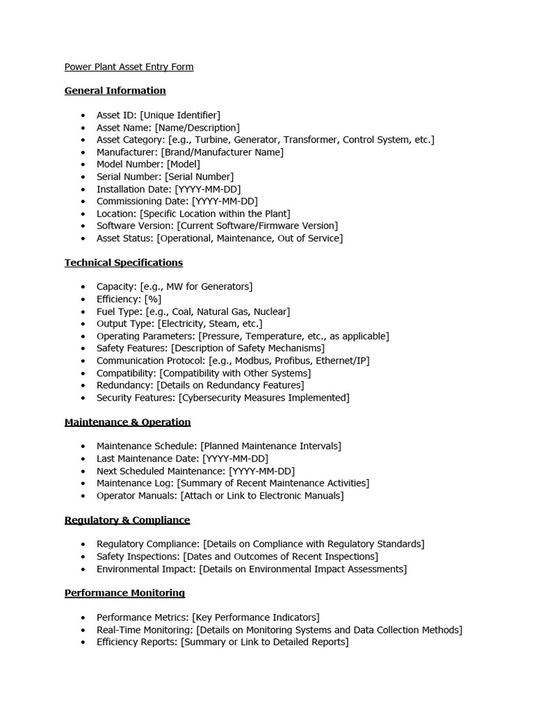 Power Plant Asset Management Form | PDF | Power Station | Performance ...