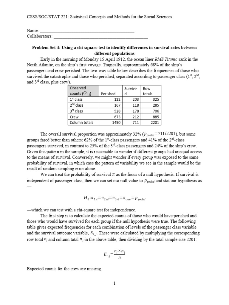 Problem Set 4: Using A Chi-Square Test To Identify Differences in ...
