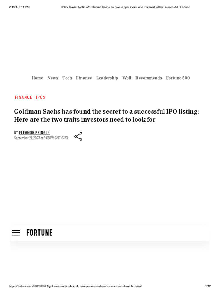 IPO Success Insights from David Kostin | PDF | Initial Public Offering ...
