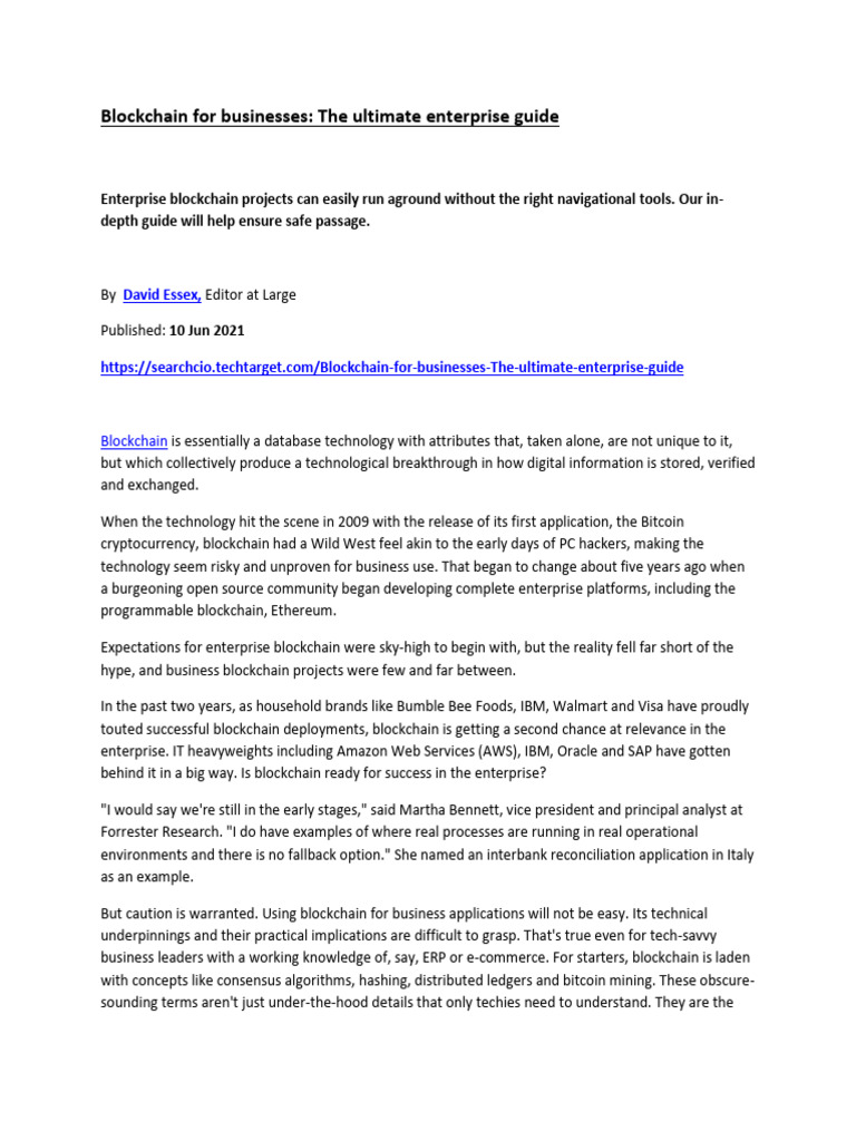 Blockchain For Businesses | Download Free PDF | Cryptocurrency | Computing