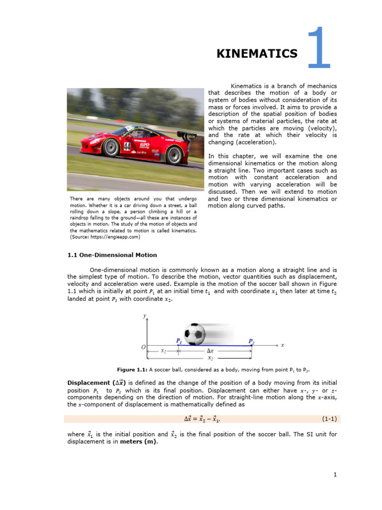One-Dimensional Kinematics Explained | PDF | Acceleration | Velocity