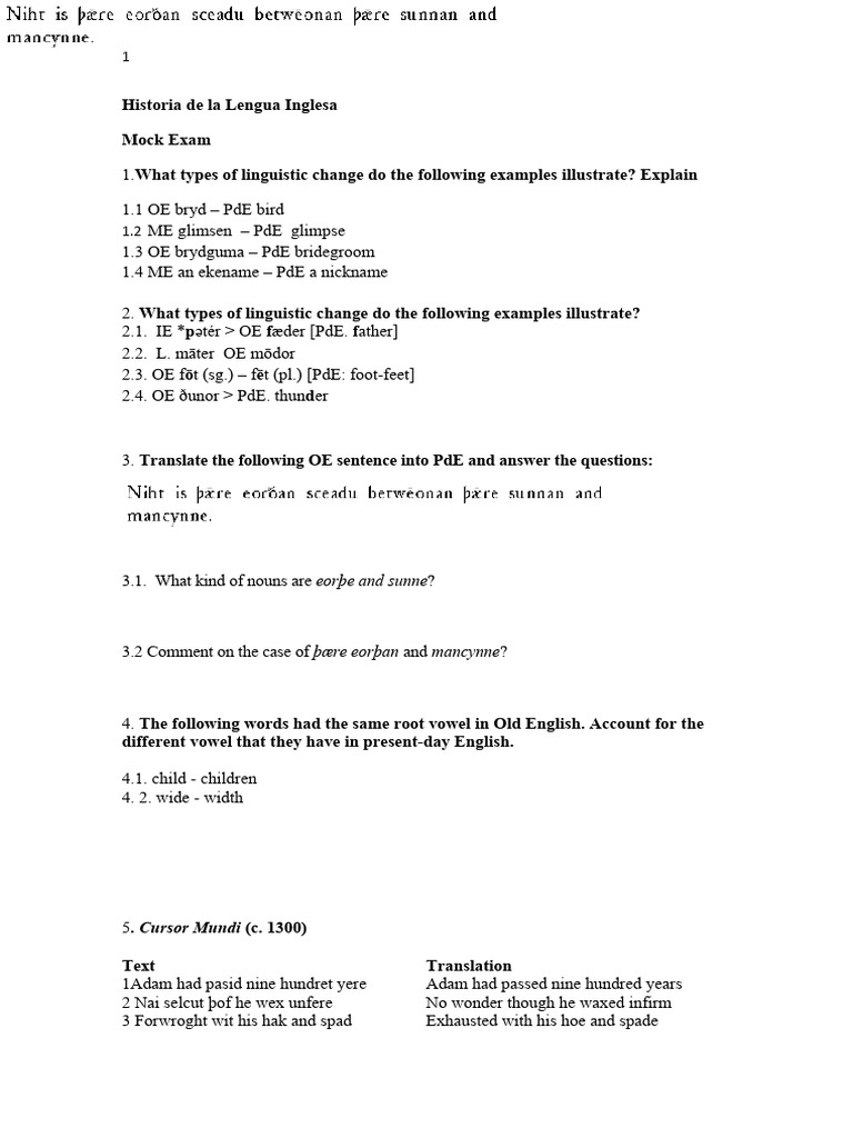 Mock exam 2019- 2020 | PDF | Language Families | Languages