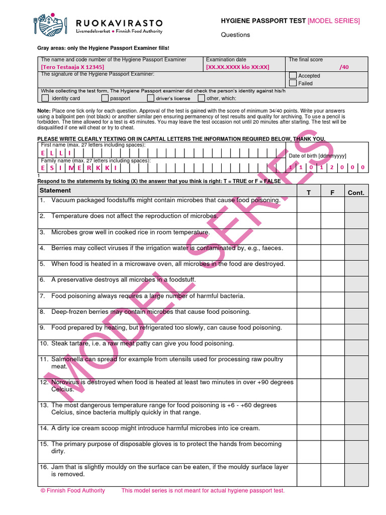 Hygieniapassi Mallisarja Kysymykset En-5.8..2021 | PDF | Foodborne ...