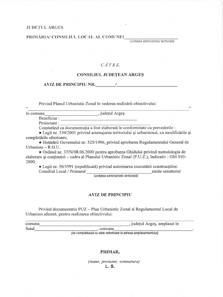 AVIZ DE PRINCIPIU PT PUZ | PDF
