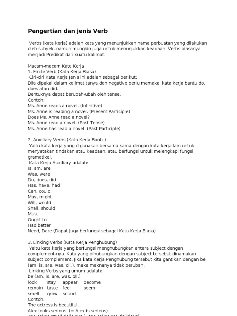 Pengertian Dan Jenis Verb | PDF