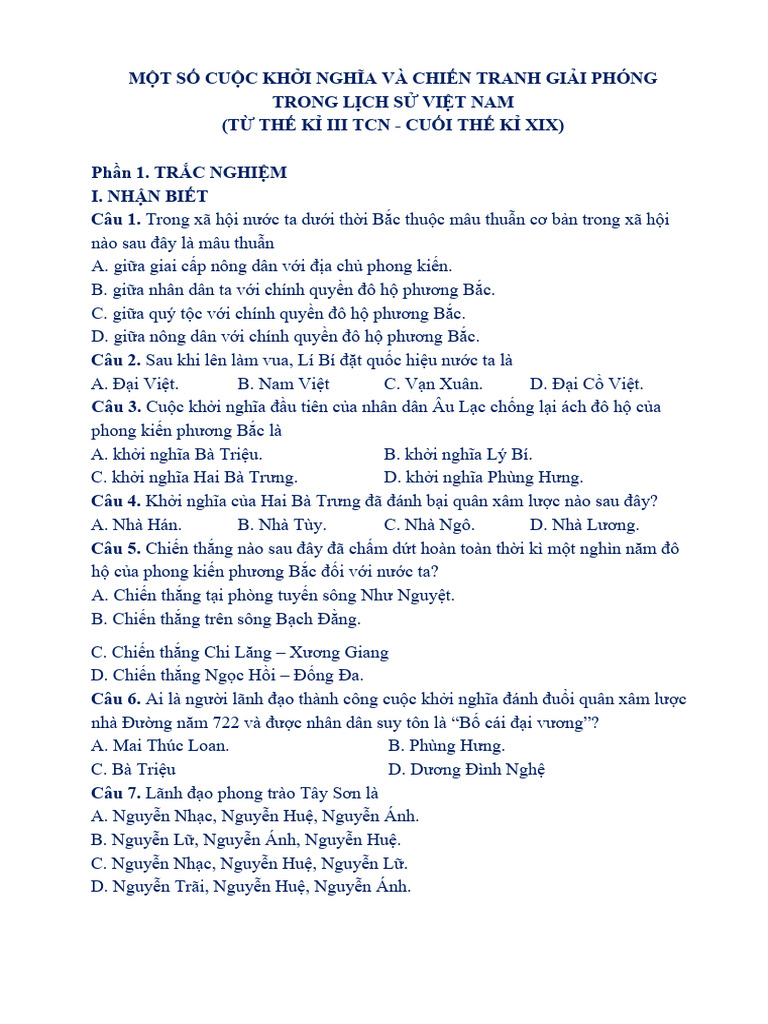 TRẮC-NGHIỆM-SỬ-11-HKII | PDF