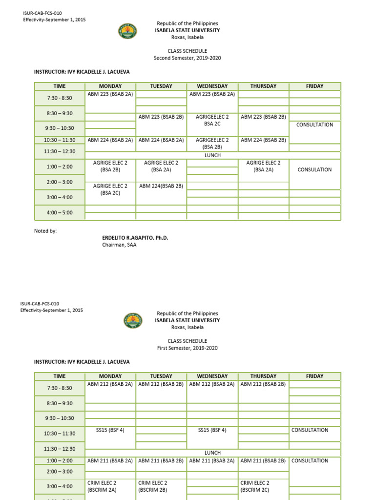 Class Schedule | PDF