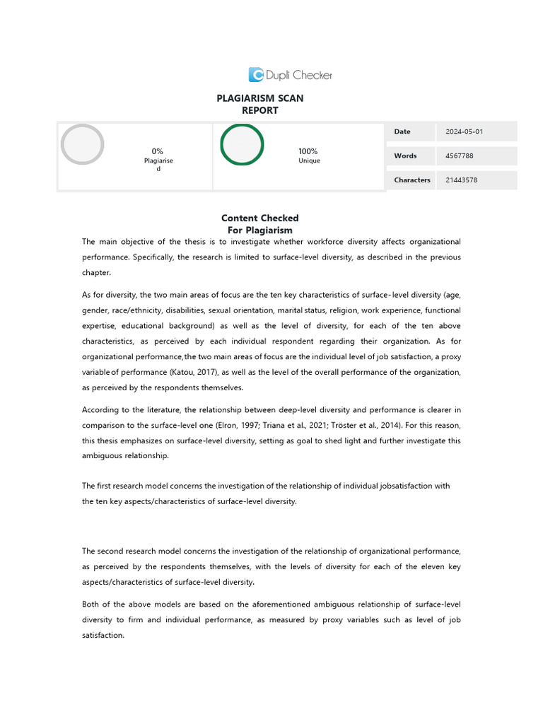 Duplichecker Plagiarism Report | PDF | Survey Methodology | Behavioural Sciences