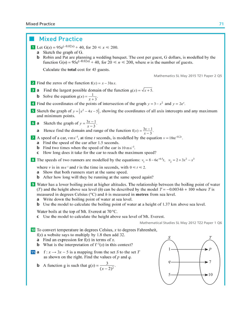 Math Problems for IB Students | PDF | Function (Mathematics) | Sea Level
