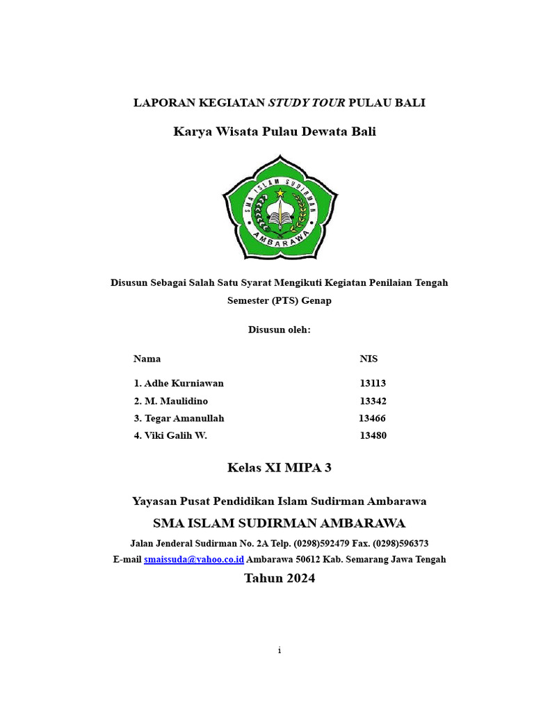FORMAT LAPORAN Kegiatan Study Tour 2024-1 SUDAH JADI Plus Gambar Fix Final Result | PDF