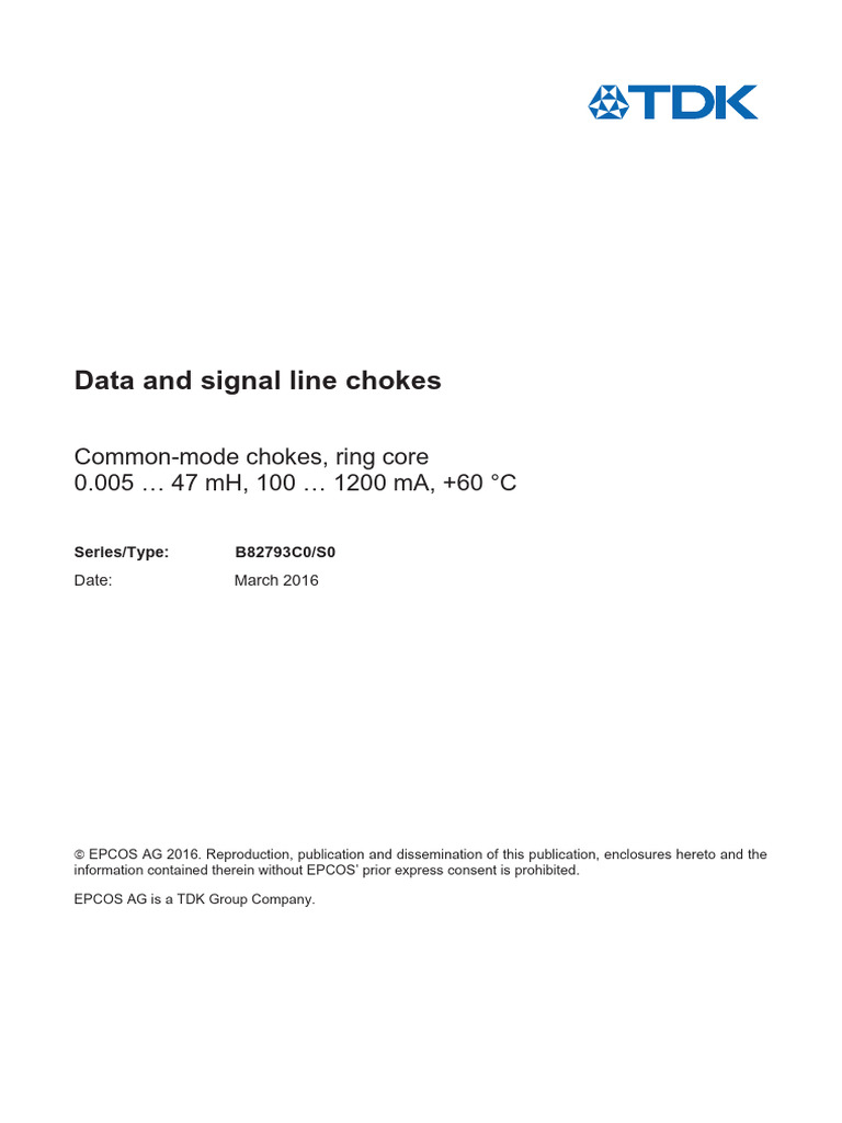 data and signal line chokes b82793c0_s0 | PDF | Inductance | Hertz