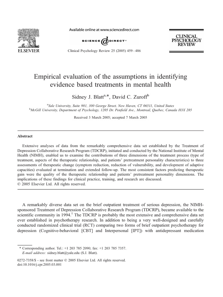 Empirical Evaluation of The Assumptions in Identifying Evidence Based ...