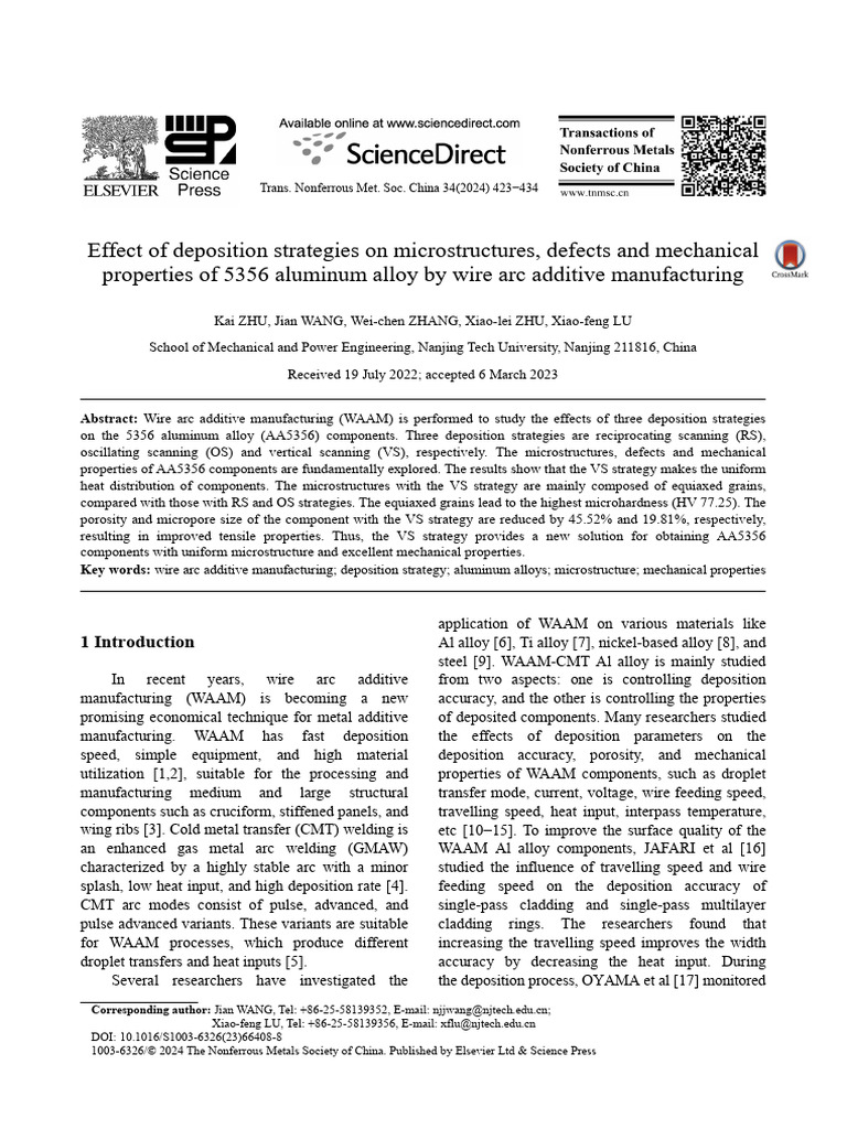 Effect of Deposition Strategies On Microstructures, Defects and ...