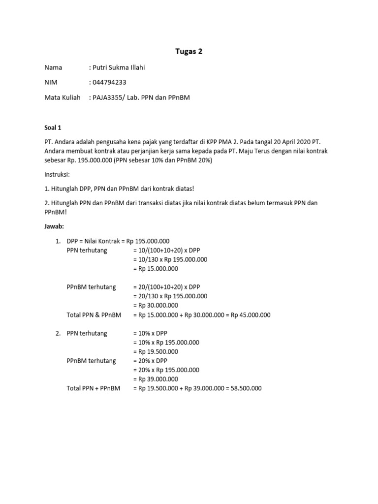 Tugas 2 Lab. PPN Dan PPNBM | PDF