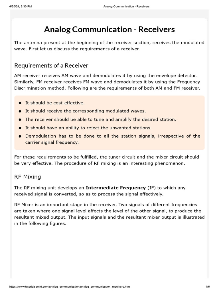 Analog Communication - Receivers | PDF | Frequency Modulation | Modulation
