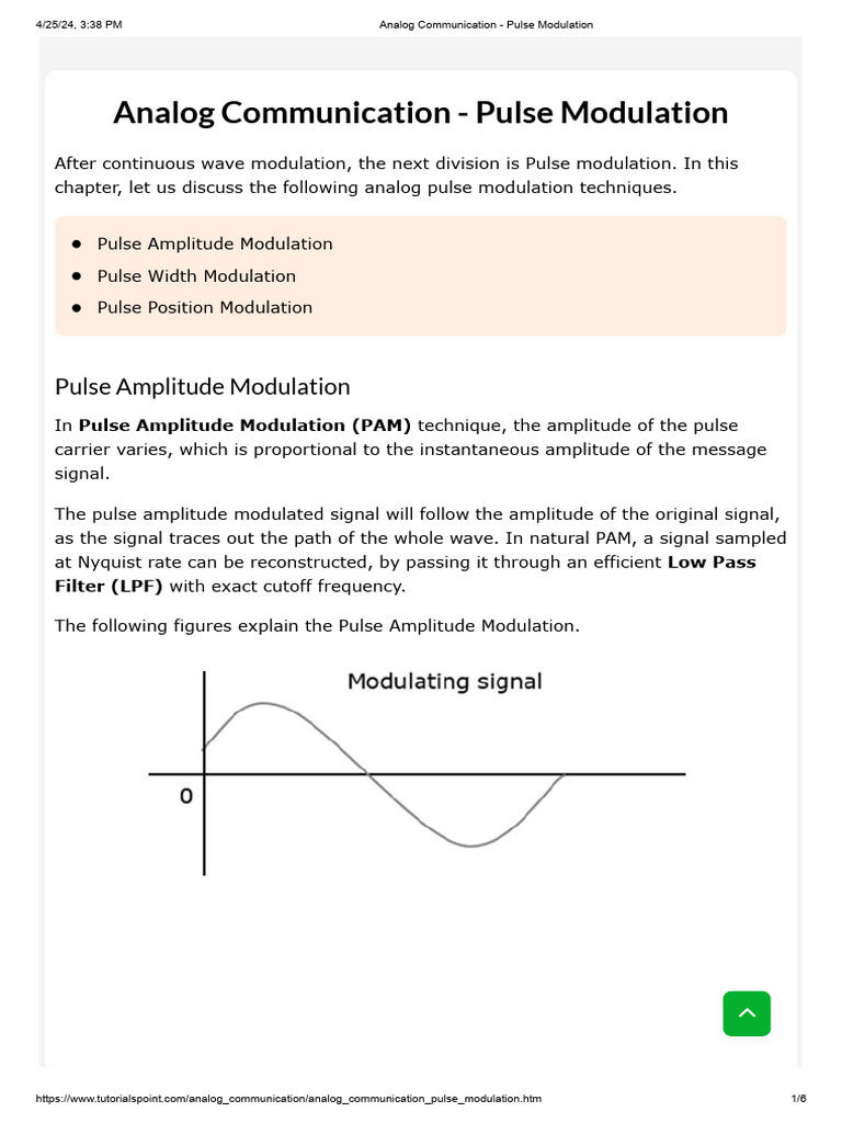 Analog Communication - Pulse Modulation | PDF | Modulation | Amplitude