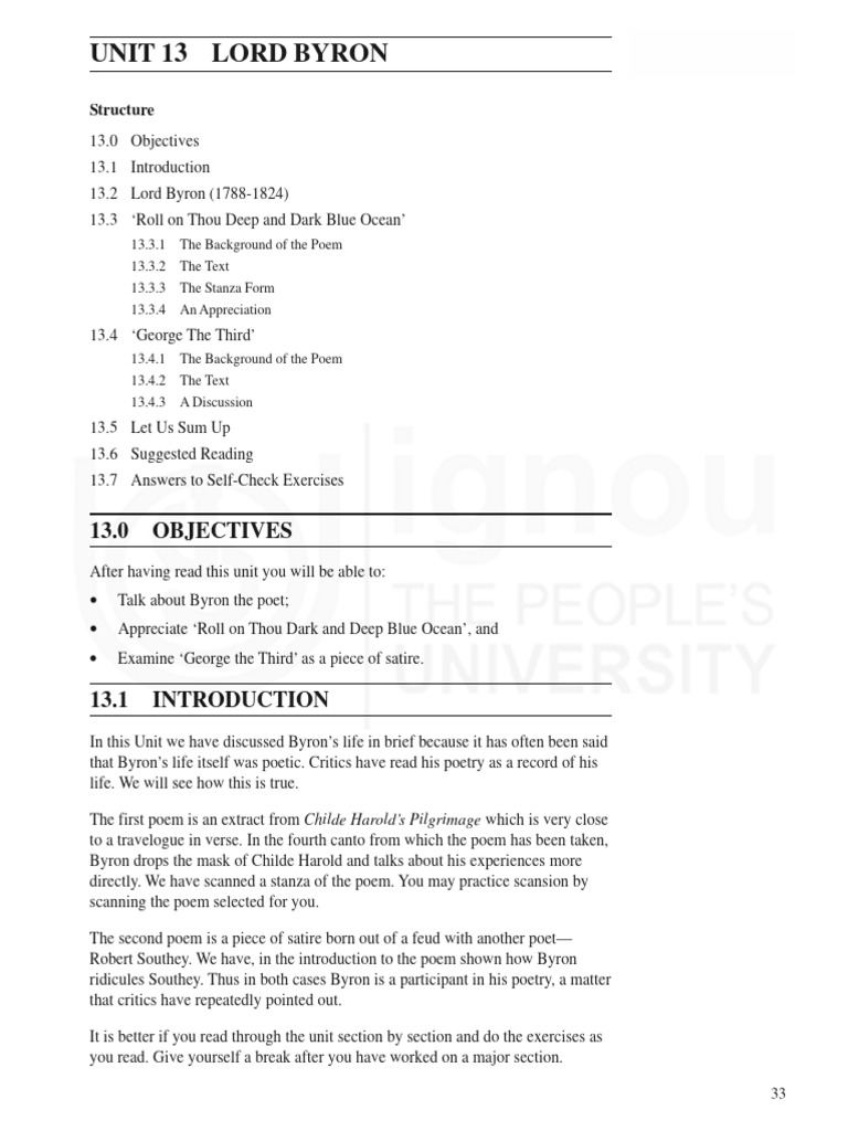 Unit-13 | PDF | Lord Byron | Poetry