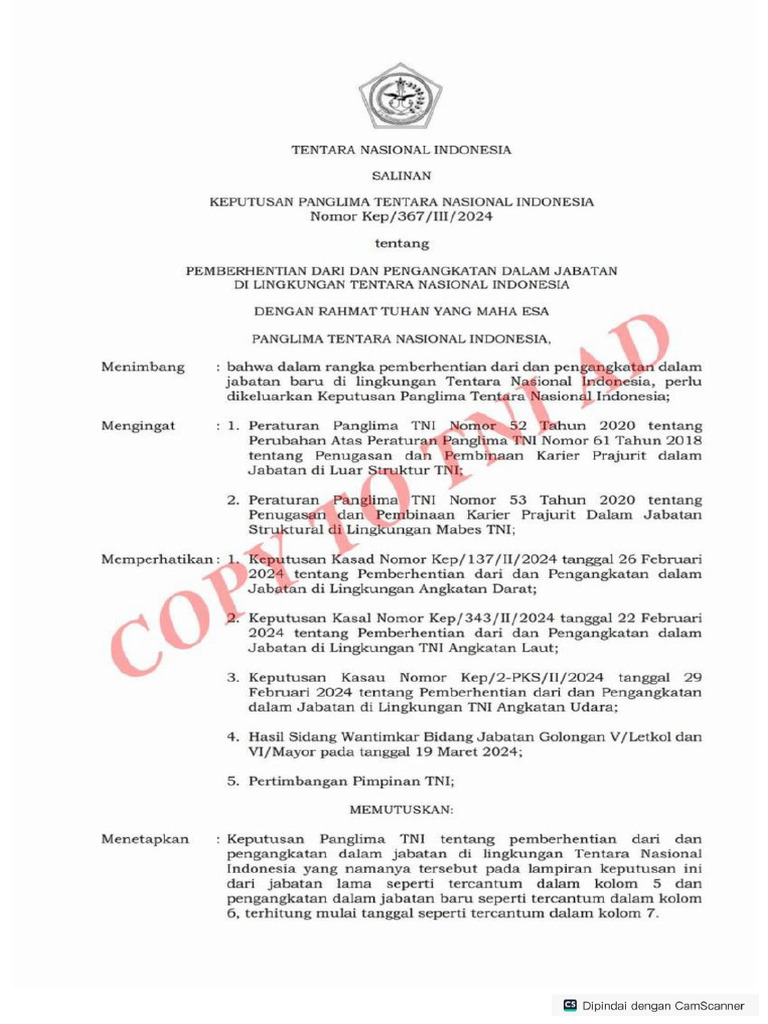 Kep-367-III-2024 TNI AD | PDF