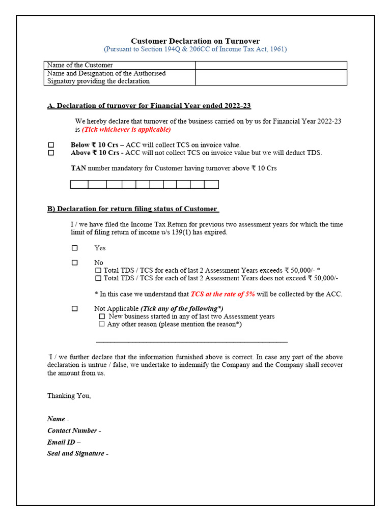 IT Declaration | PDF