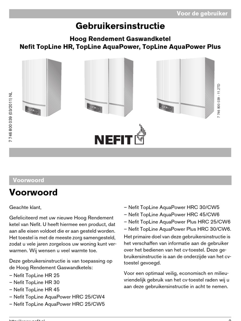 Nefit TopLine AquaPower HRC 25 - CW4 Central Heating Boiler | PDF