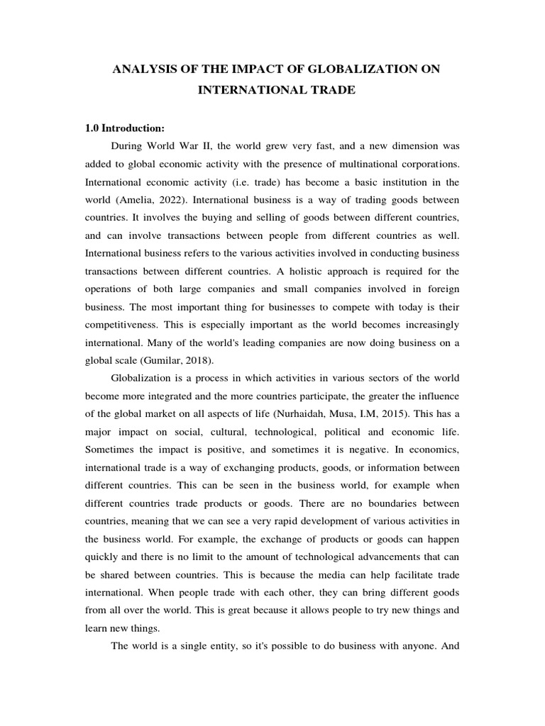 Ecn 436 - Assignment 2024 - Analysis of The Impact of Globalization On International Trade | PDF ...