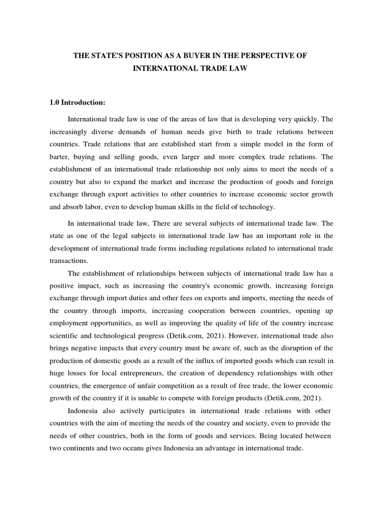 Ecn 436 - Assignment 2024 - The State's Position As A Buyer in The Perspective of International ...
