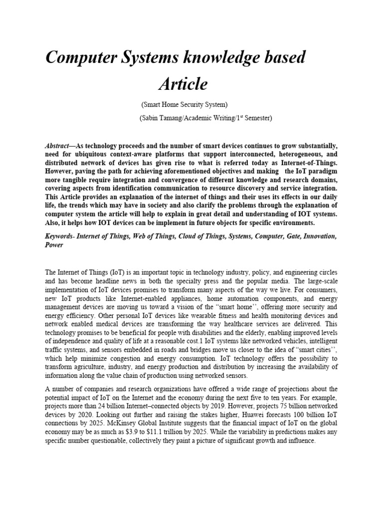 Computer Systems Knowledge Based Article | PDF | Internet Of Things ...