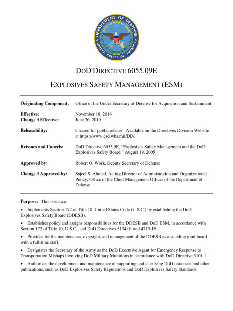 DoD Explosives Safety Management Directive | PDF | United States ...
