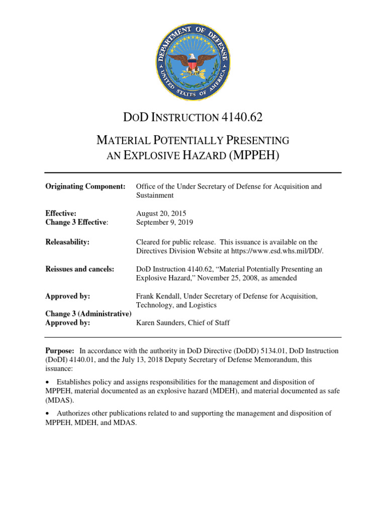 D D I 4140.62 M P P E H (Mppeh) : O Nstruction Aterial Otentially ...