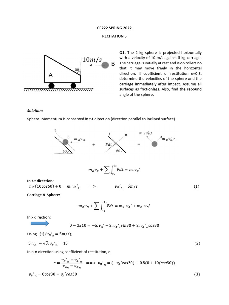 CE222 RECITATION 5 | PDF | Mechanics | Classical Mechanics