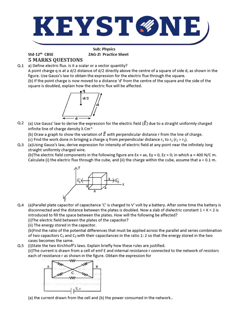 Physics Practice Sheet for Std-12 CBSE | PDF | Inductor | Electrical Impedance