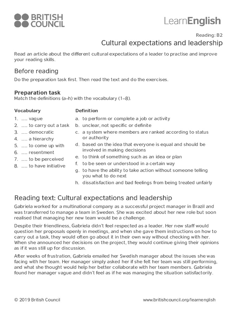 Cultural Expectation (No Key) | PDF | Foreign Language Studies Cultural Expectation (No Key) | PDF | Foreign Language Studies