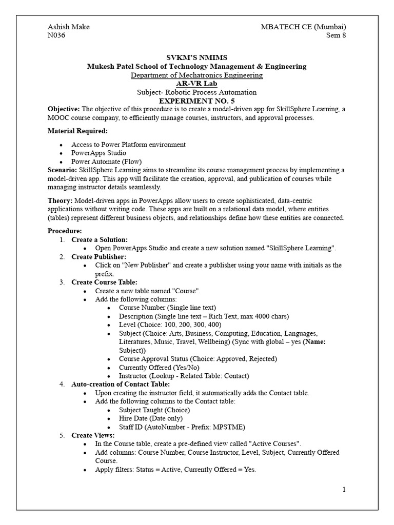 Rpa - Lab 5 - N036 | PDF | Business Process | Automation