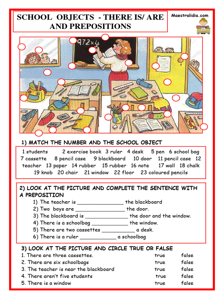 There Is Are - Prepositions School Objects 20-10-2018 | PDF