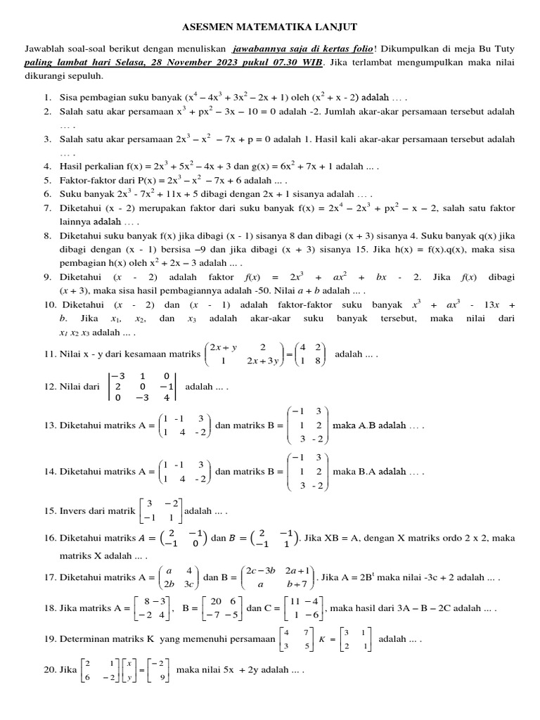 Asesmen Matematika Lanjut | PDF