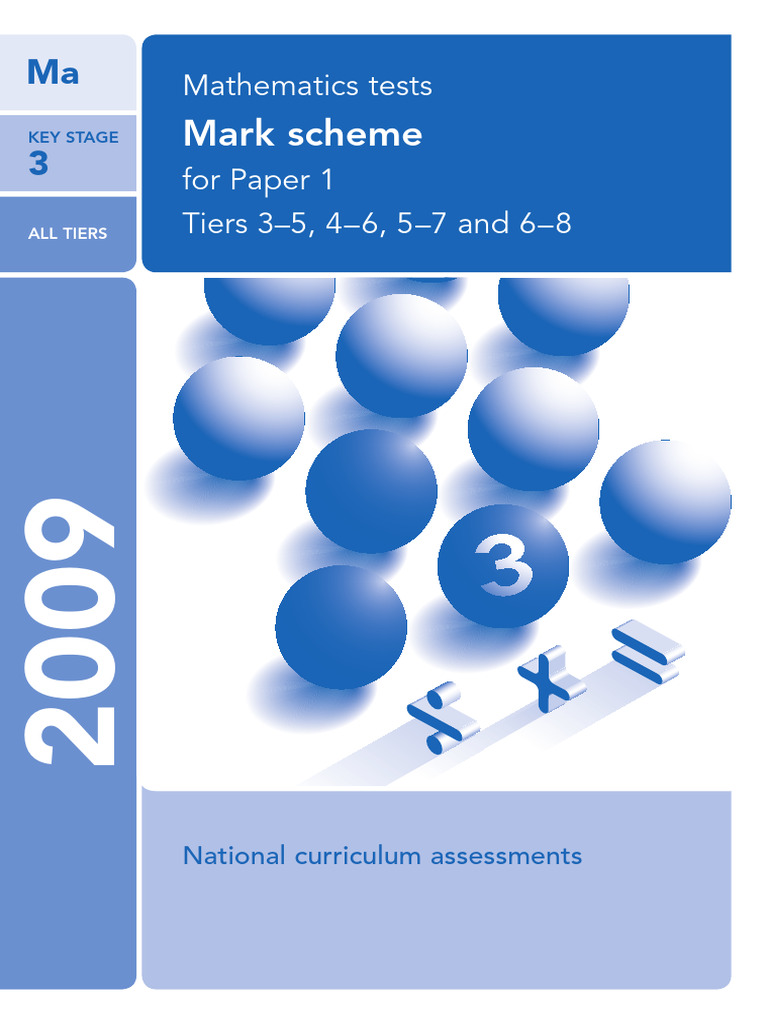 2009 KS3 Maths Mark Scheme Paper 1 | PDF | Equations | Algebra