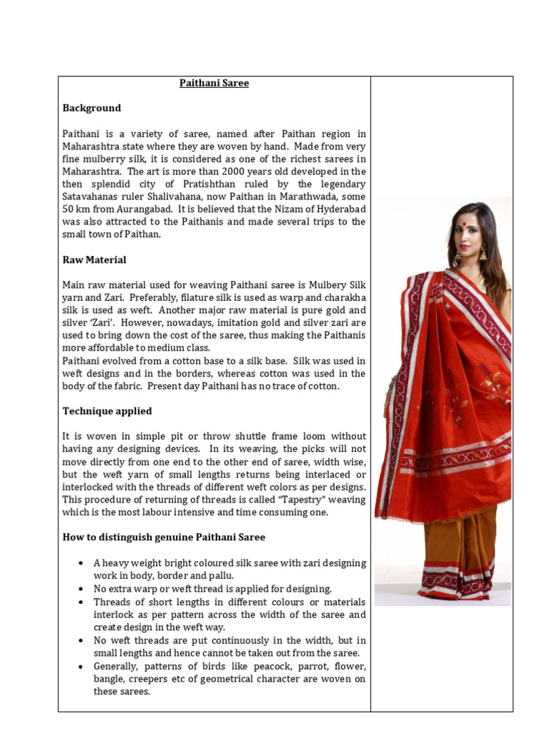 Authentic Paithani Saree Guide | PDF | Home & Garden | Lifestyle