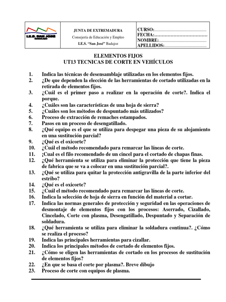 Autoeva - Utf13 Tecnicas de Corte - Piriz | PDF | Hogar, jardinería y bricolaje