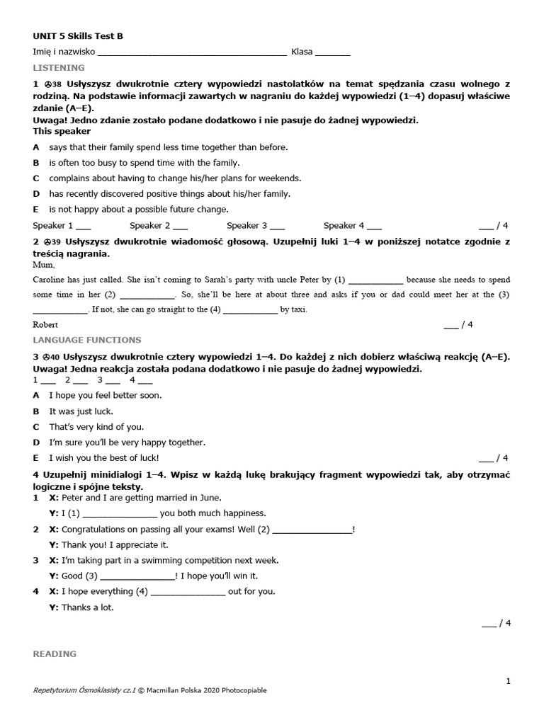 Unit 5 Skills Test B | PDF