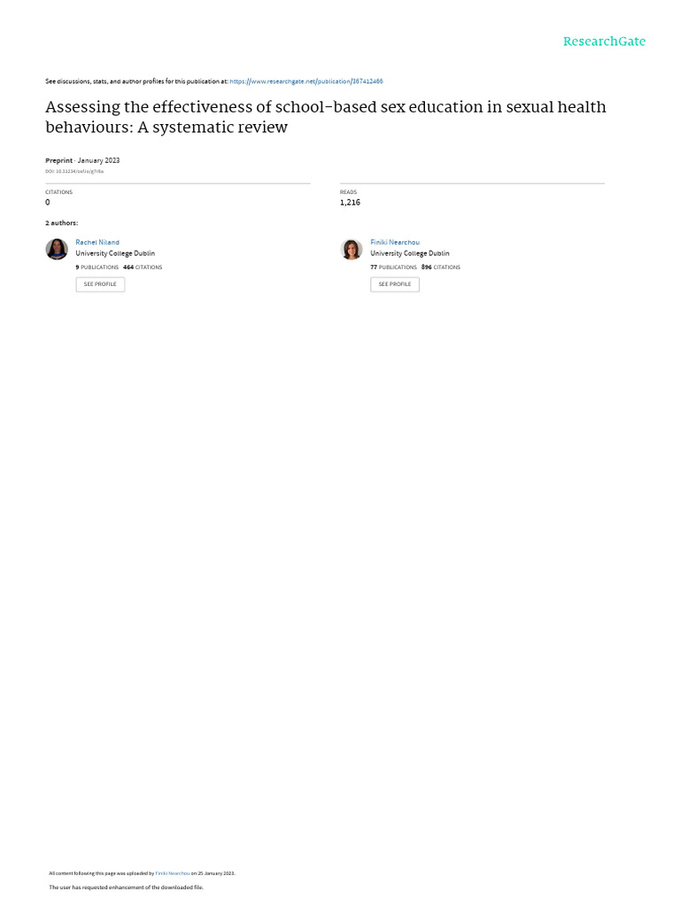 Assessing The Effectiveness of School-Based Sex Education in Sexual ...