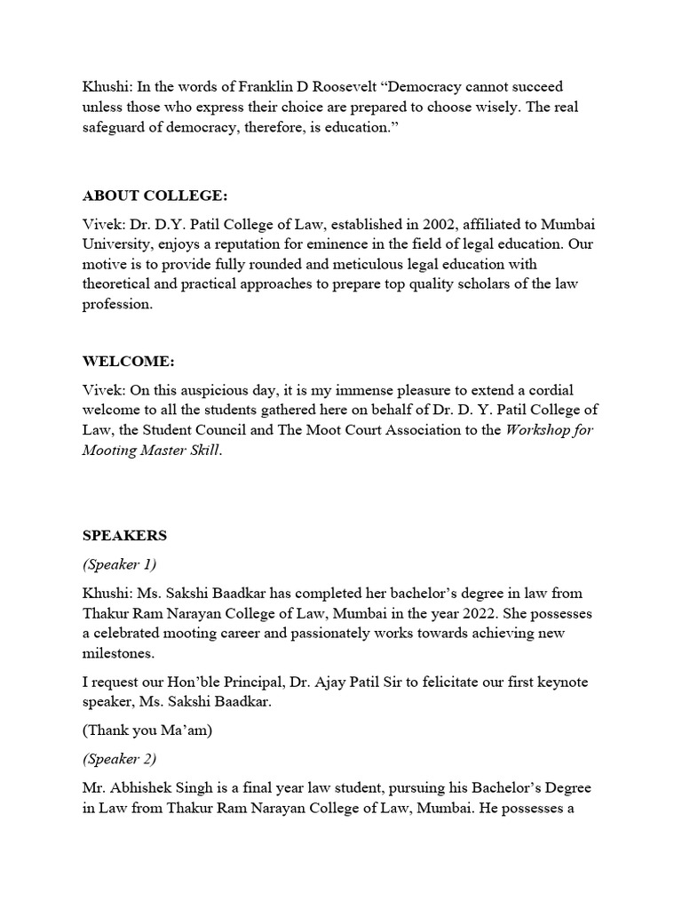 Script for Workshop | PDF