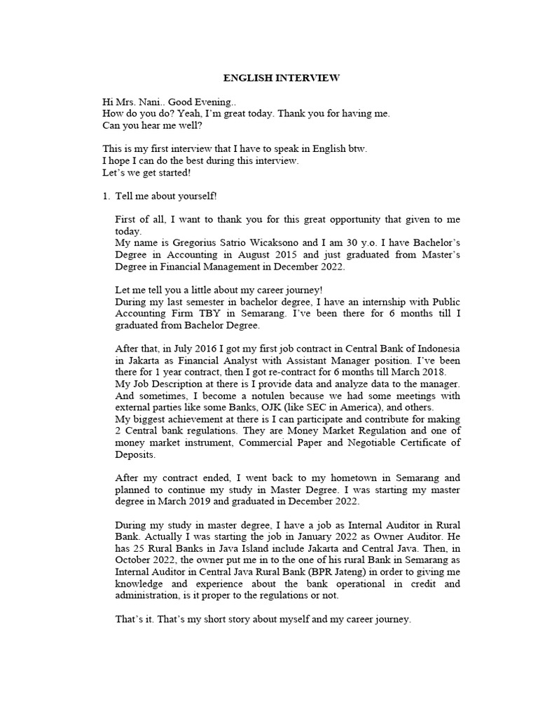 ENGLISH INTERVIEW | PDF | Banks | Economies