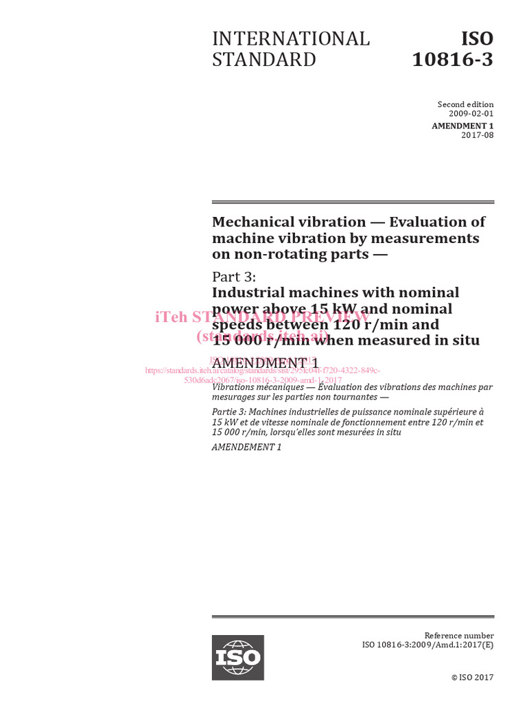 ISO 10816 3 2009 Amd 1 2017 | PDF | International Organization For Standardization | Mechanical ...
