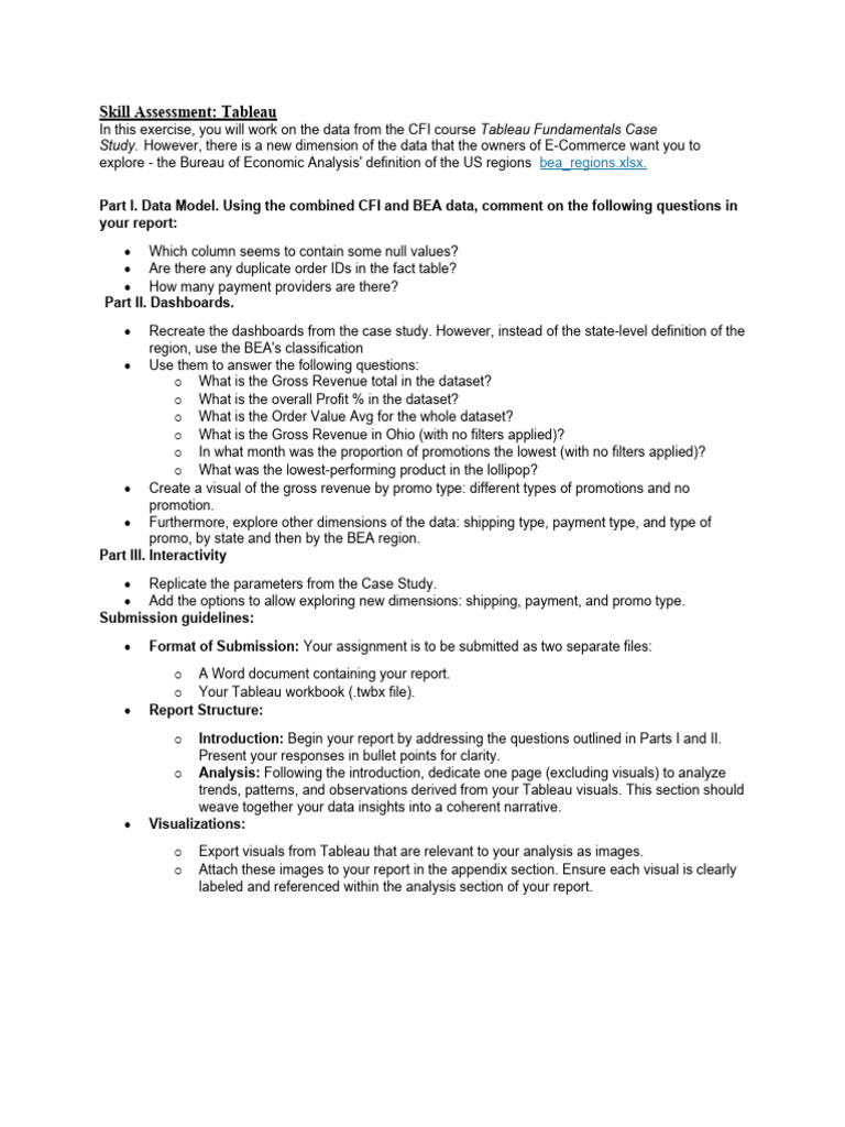 Skill Assessment: Tableau | PDF | Data | Information Science