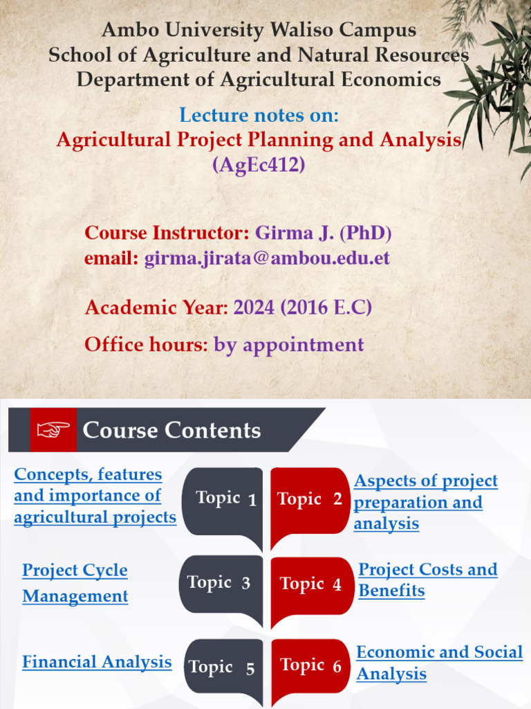 Agricultural Project Planning Notes | PDF | Environmental Impact ...