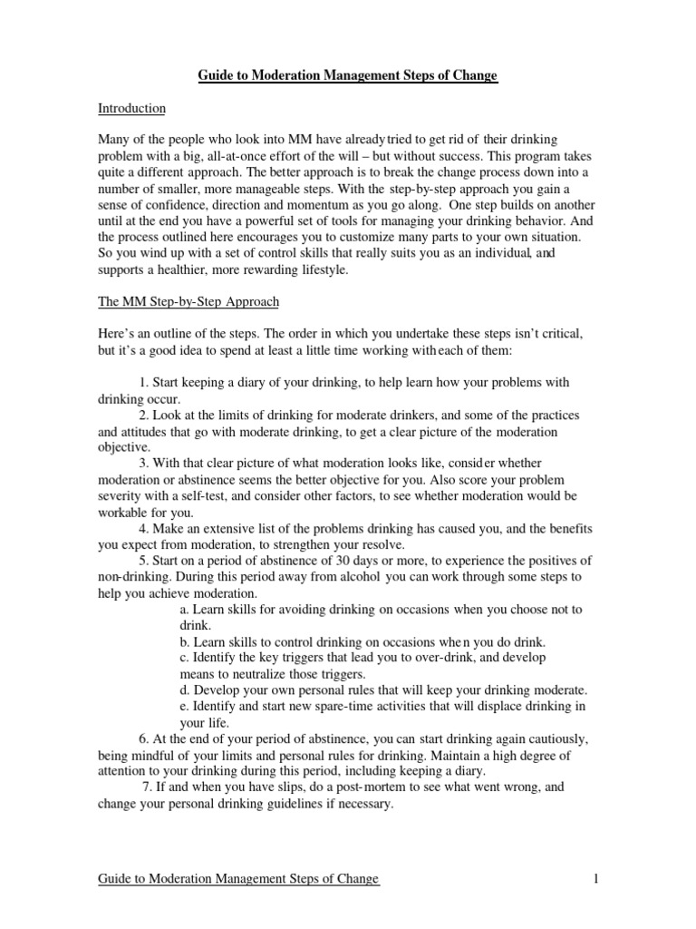 Guide-to-Moderation-Management-Steps-of-Change | PDF | Alcoholism | Alcoholic Beverages