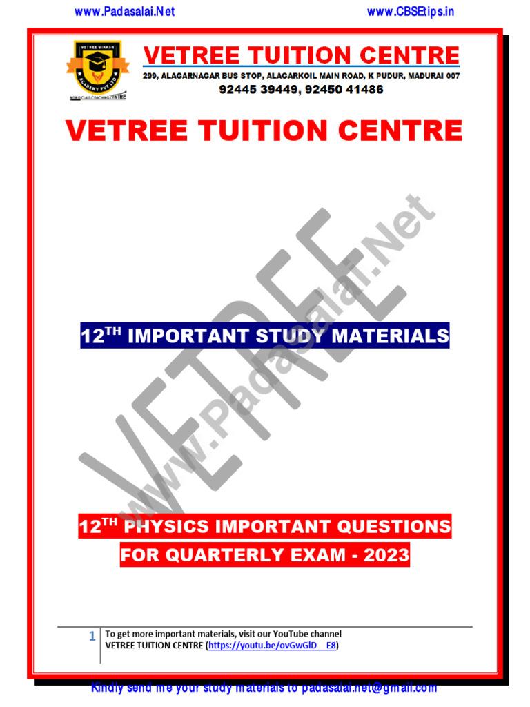 12th Physics Midterm Key Questions | PDF | Capacitor | Series And ...