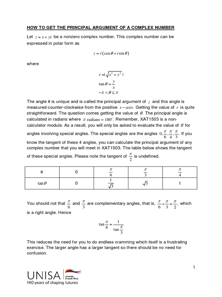 01 How To Get The Principal Argument of A Complex Number | PDF ...