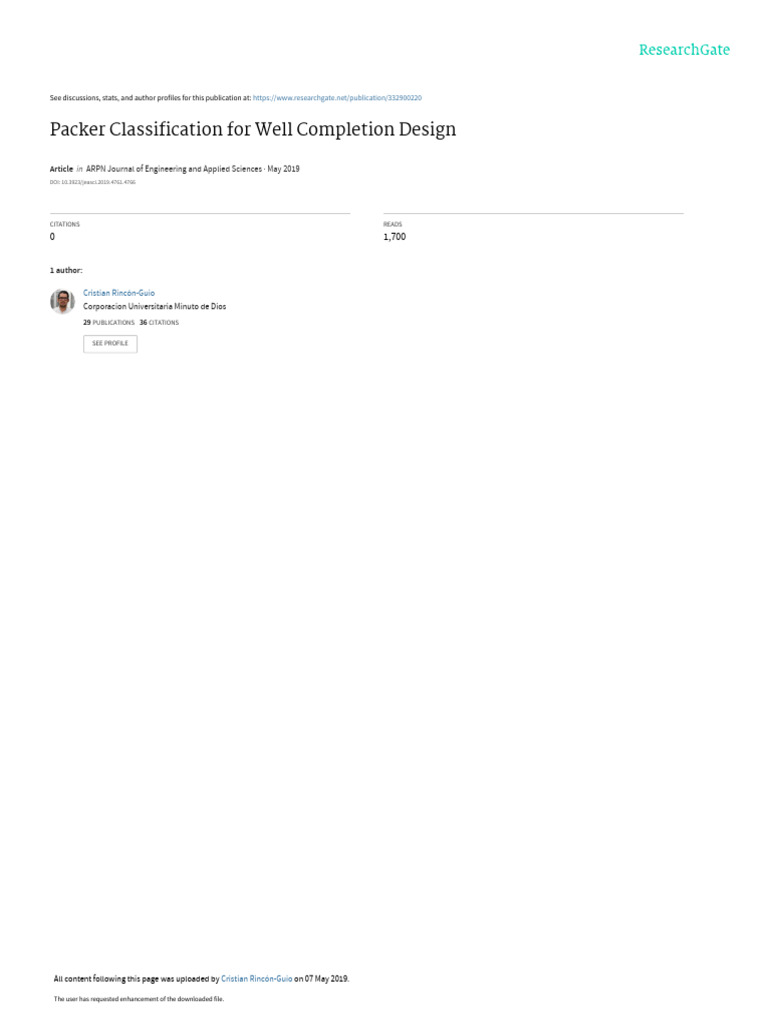 Packer Classification For Well Completion Design: ARPN Journal of ...