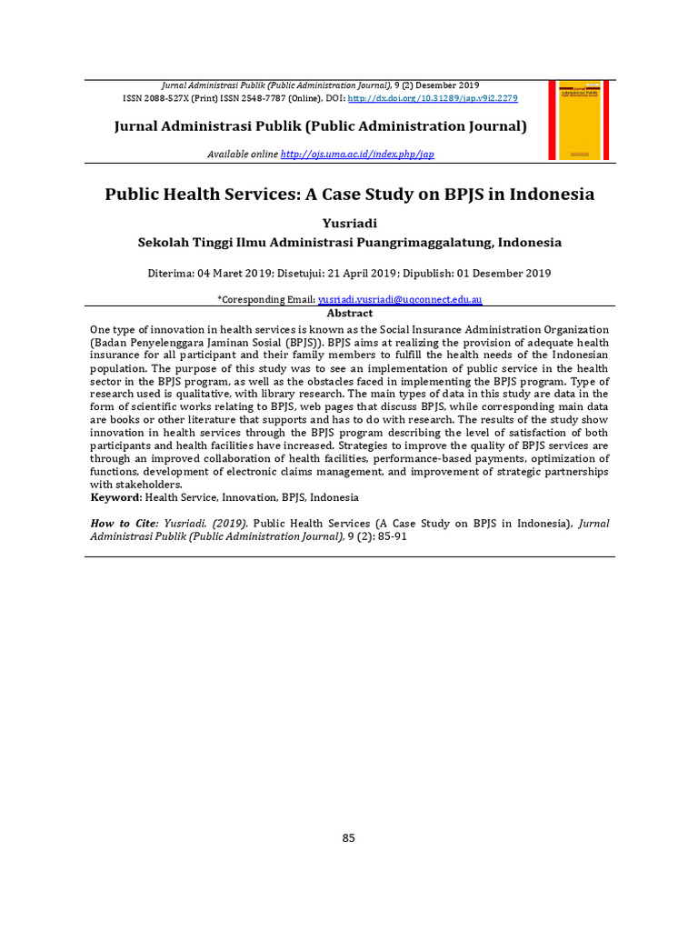 A Case Study On BPJS | PDF | Health Care | Hospital